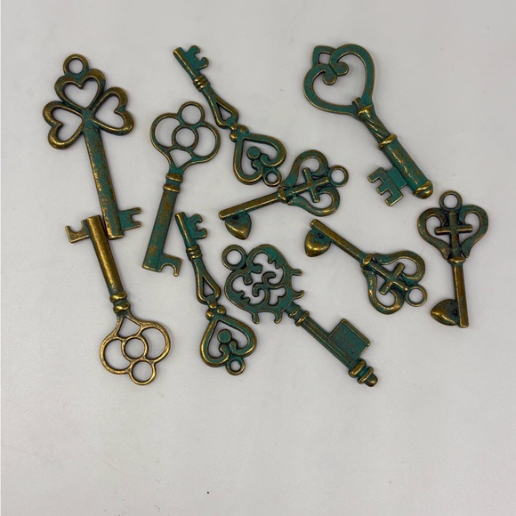 Accents | Vintage Style Brass And Green Skeleton Keys | Poshmark